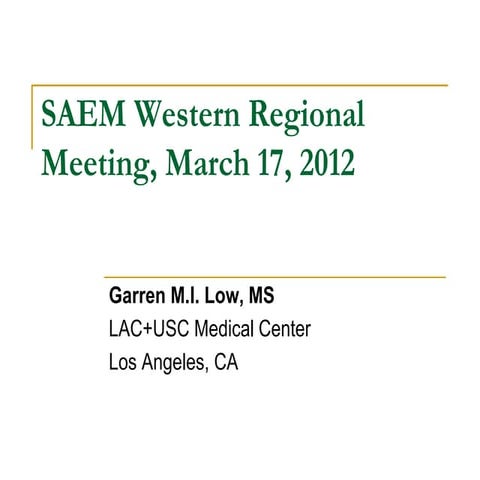 SAEM Western Regional 2012 - Walk In STEMI | PPT