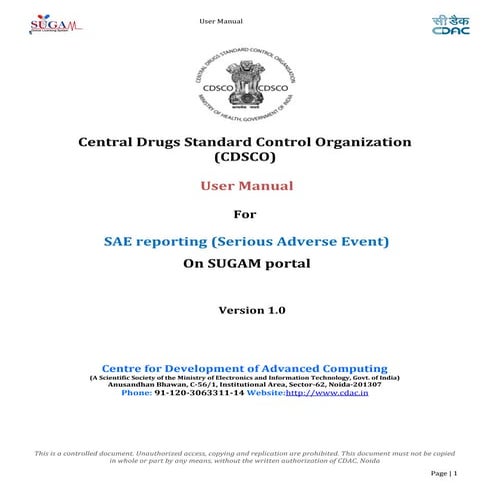 Online SAE reporting by CDSCO//Effective from 14/Mar/2021 | PDF