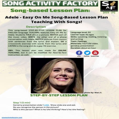 Adele – EASY ON ME: A Creative Song-Bsed Lesson Plan! [Teaching With ...