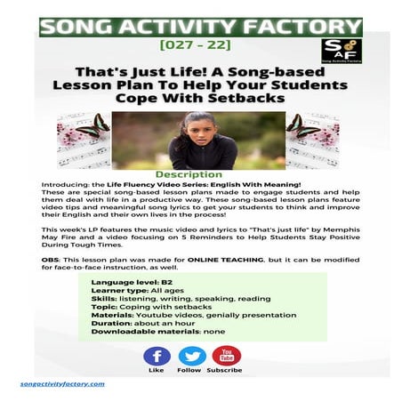 That's Just Life! A Song-based Lesson Plan To Help Your Students Cope ...