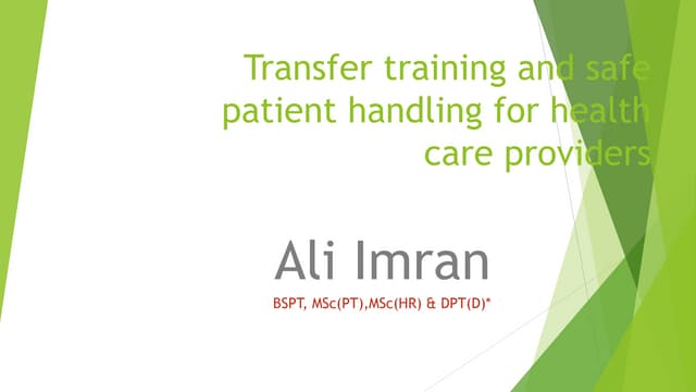 Transfer Training in Physiotherapy | PPTX