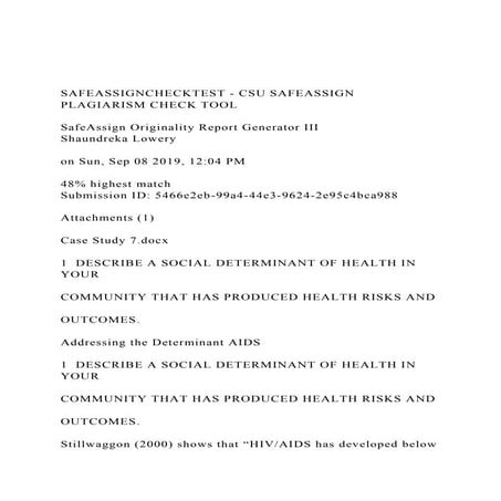 SAFEASSIGNCHECKTEST - CSU SAFEASSIGN PLAGIARISM CHECK TOOL.docx
