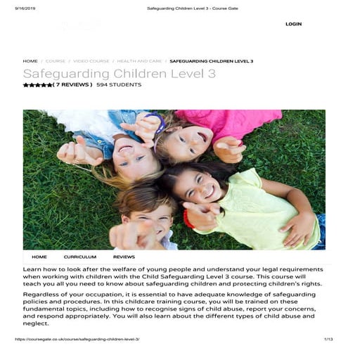Safeguarding Children Level 3 - Course Gate | PDF