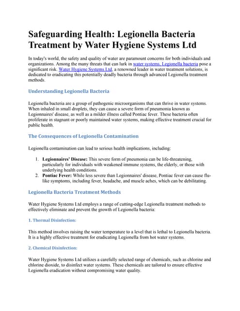 Waterhygiene presentations