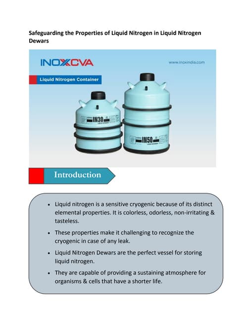 Safeguarding the properties of liquid nitrogen in Liquid Nitrogen ...