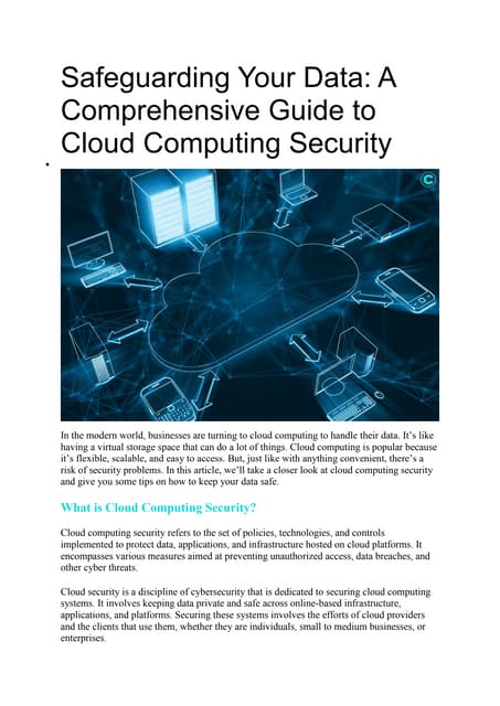 Top three tips in ensuring security and compliance in cloud computing | PPT