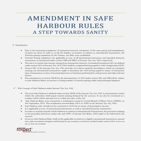 Safe Harbour Rules Amendment | PDF