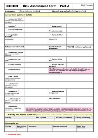 Safety risk assesment sheet | PDF
