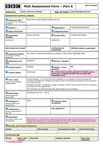 Safety risk assesment sheet | PDF