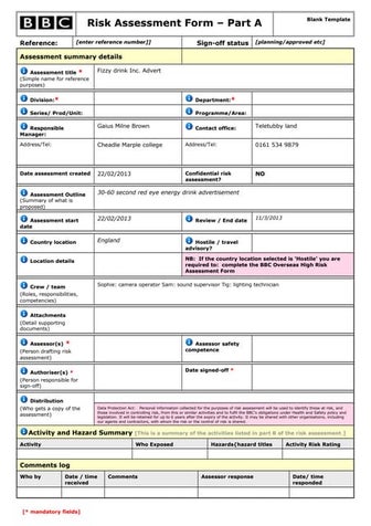 Safety risk assesment sheet | PDF