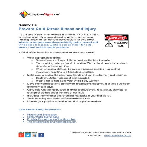 Safey Tip: Working in Cold Weather | PDF