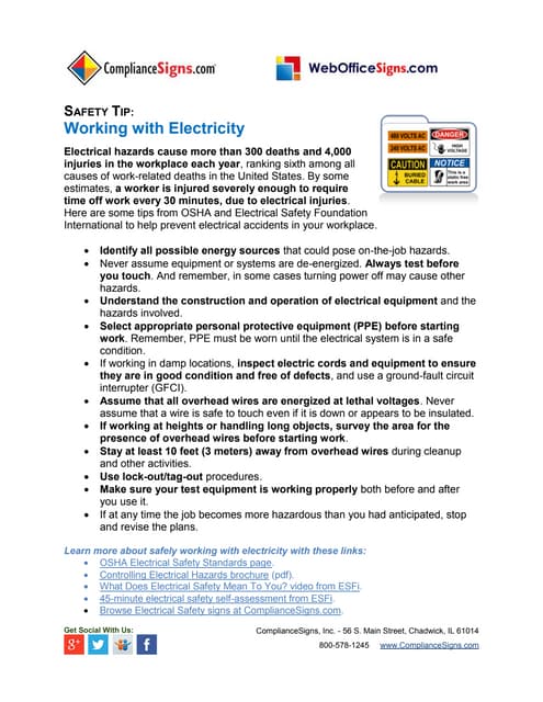 Complete Guide to Electrical Safety in the Workplace | PPTX | Injuries ...