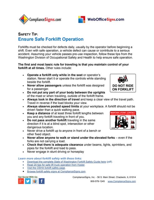 Forklift Safety Tips: Do's and Don'ts | PDF
