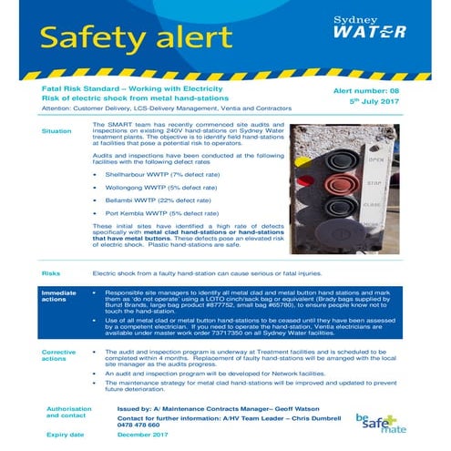 Safety alert 08 metal handstations | PDF | First Aid | Injuries