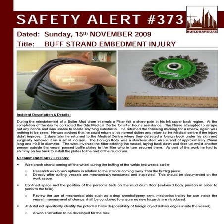 Safety Alert Buff Strand Embedment Injury | PDF