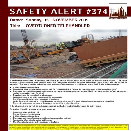 Safety Alert Overturned Telehandler | PDF