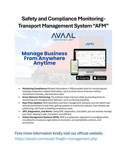 Avaal Transportation Management System- AFM | PPT