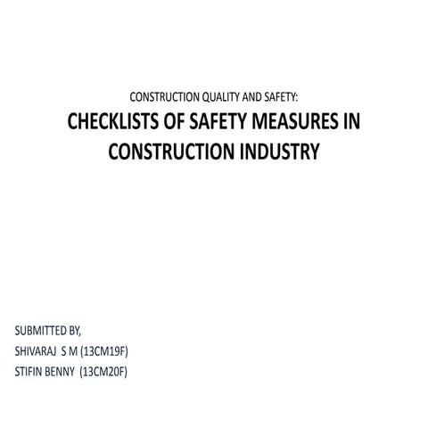 Safety checklist | PPTX | Civil Engineering Industry | Industries
