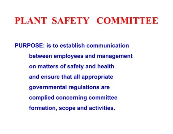 Safety commitee meeting | PPT | Events