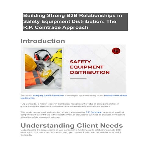 Building Strong B2B Relationships in Safety Equipment Distribution: The ...