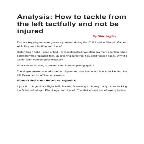 Safety first; tackling from the left. a docx | PDF
