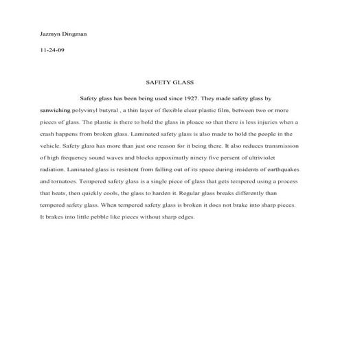 Safety Glass | DOCX | Auto Safety | Automotive