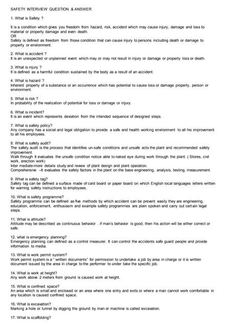 Safety items list | PDF