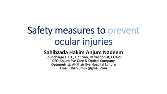 Eye injuries and first aid response | PPT