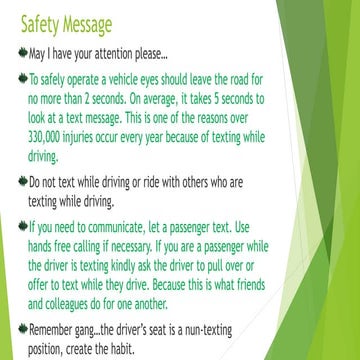 Safety Message | PPTX | Auto Safety | Automotive