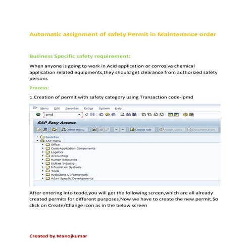 Safety permit with ipmd SAP | PDF