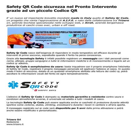 Safety QR Code sicurezza nel Pronto Intervento grazie ad un piccolo ...