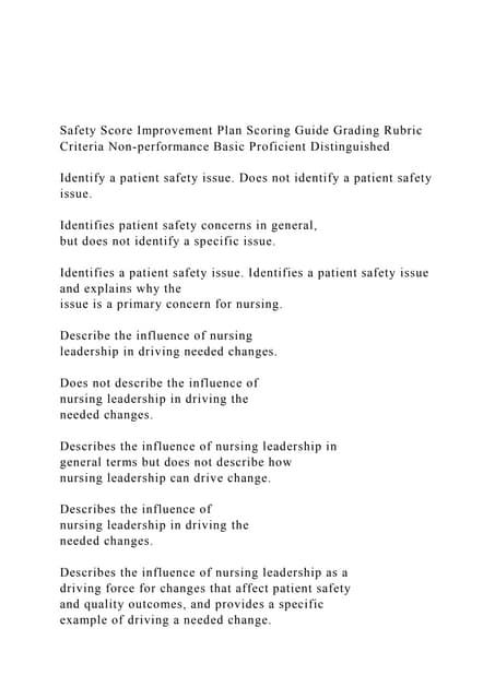 Analysis and Safety Improvement Plan.docx | Healthcare Industry ...