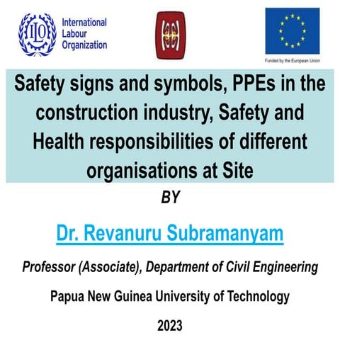 Safety signs and symbols, PPEs, ILO, OSH | PPT