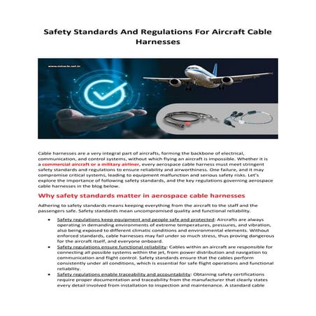 Safety Standards And Regulations For Aircraft Cable Harnesses | PDF