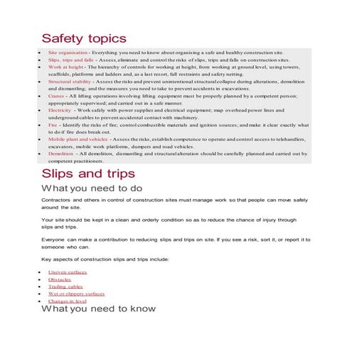 Safety topics | DOCX