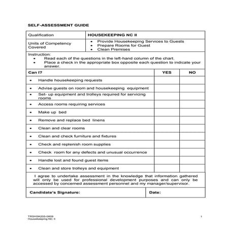 Training Regulation Housekeeping NC II TESDA | PDF