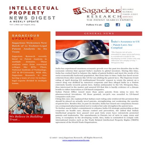 Sagacious research newsletter-23rd aug-2013 | PDF