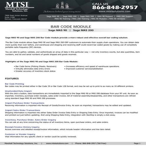 Sage mas90-bar-code-module | PDF