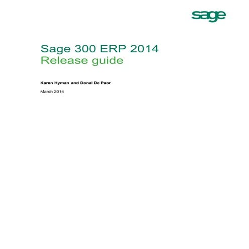 Sage 300 erp 2014 release guide march 2015 from BTC-ME | PDF | IT and ...