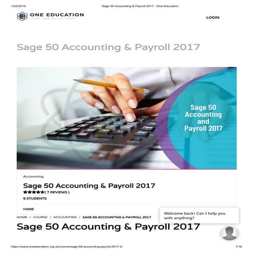 Sage 50 accounting & payroll 2017 - One Education | PDF