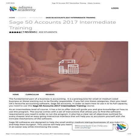 Sage 50 Accounts 2017 Intermediate Training - Adams Academy | PDF