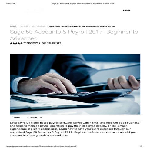 Sage 50 Accounts & Payroll 2017- Beginner to Advanced - Course Gate | PDF