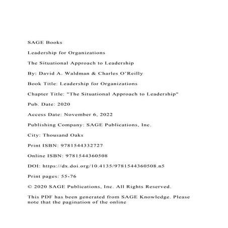 SAGE Books Leadership for Organizations The Situationa.docx