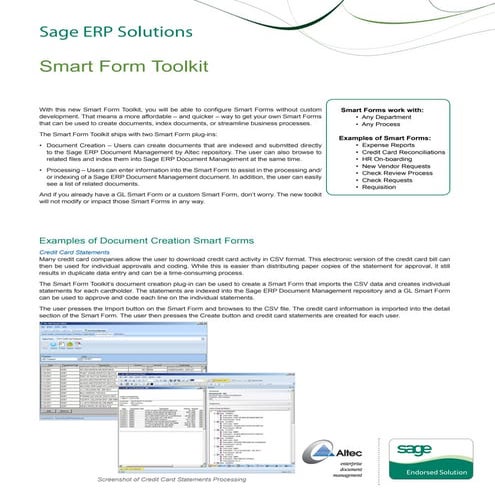 Sage ERP solutions Smart Form Toolkit (handout) | PDF