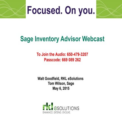 Sage inventory advisor for sage erp | PPT