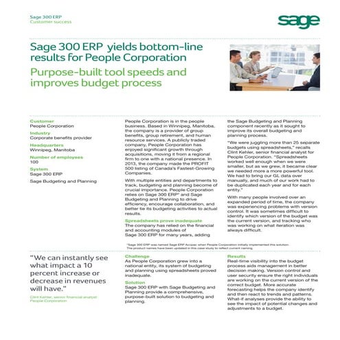 Sage Budgeting and Planning Success Story | PDF