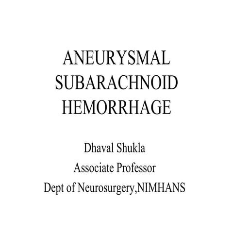 SAH for Neurology Residents | PPT