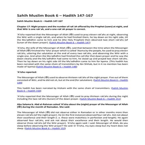 Explaining Sahih Muslim Book 6 – Hadith 106-123 | PDF
