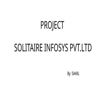 Introduction about Solitaire Infosys Pvt.ltd