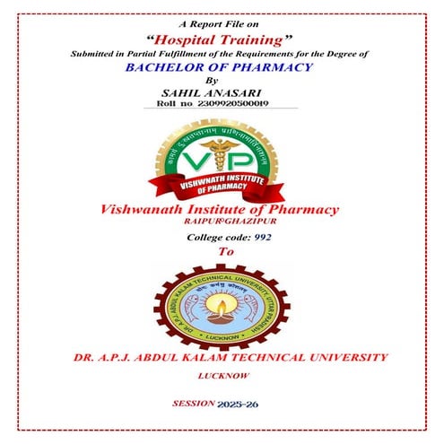 Hospital Training Report- AKTU Hospital Training Report | DOCX